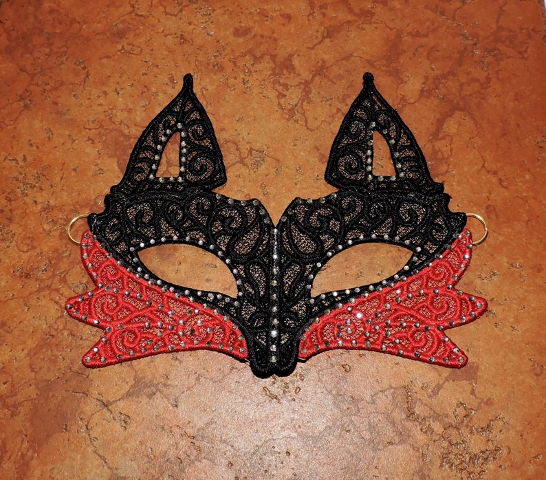 Custom Freestanding lace Fox Mask Crystal Rhinestones | Etsy