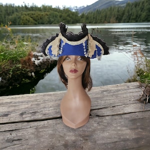 Blue Pirate Tricorn Hat, Versatile Cosplay Accessory for Women's ...