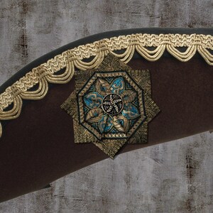 Blue and Gold Cockade Hat Pin Medium 4" Colonial Broach Pin Renaissance ...