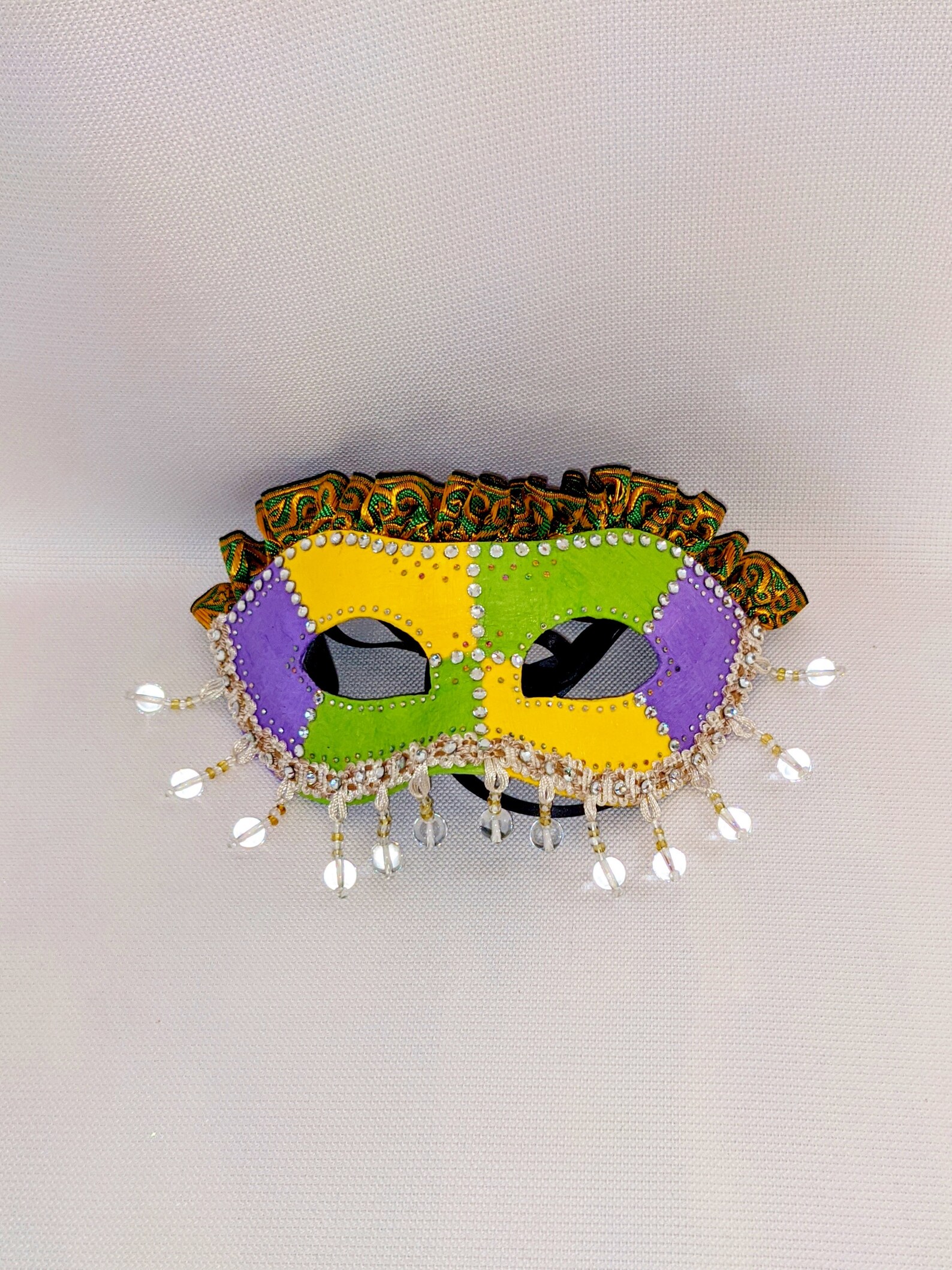 Purple Green Yellow Mardi Gras Mask Beaded Costume Mask | Etsy