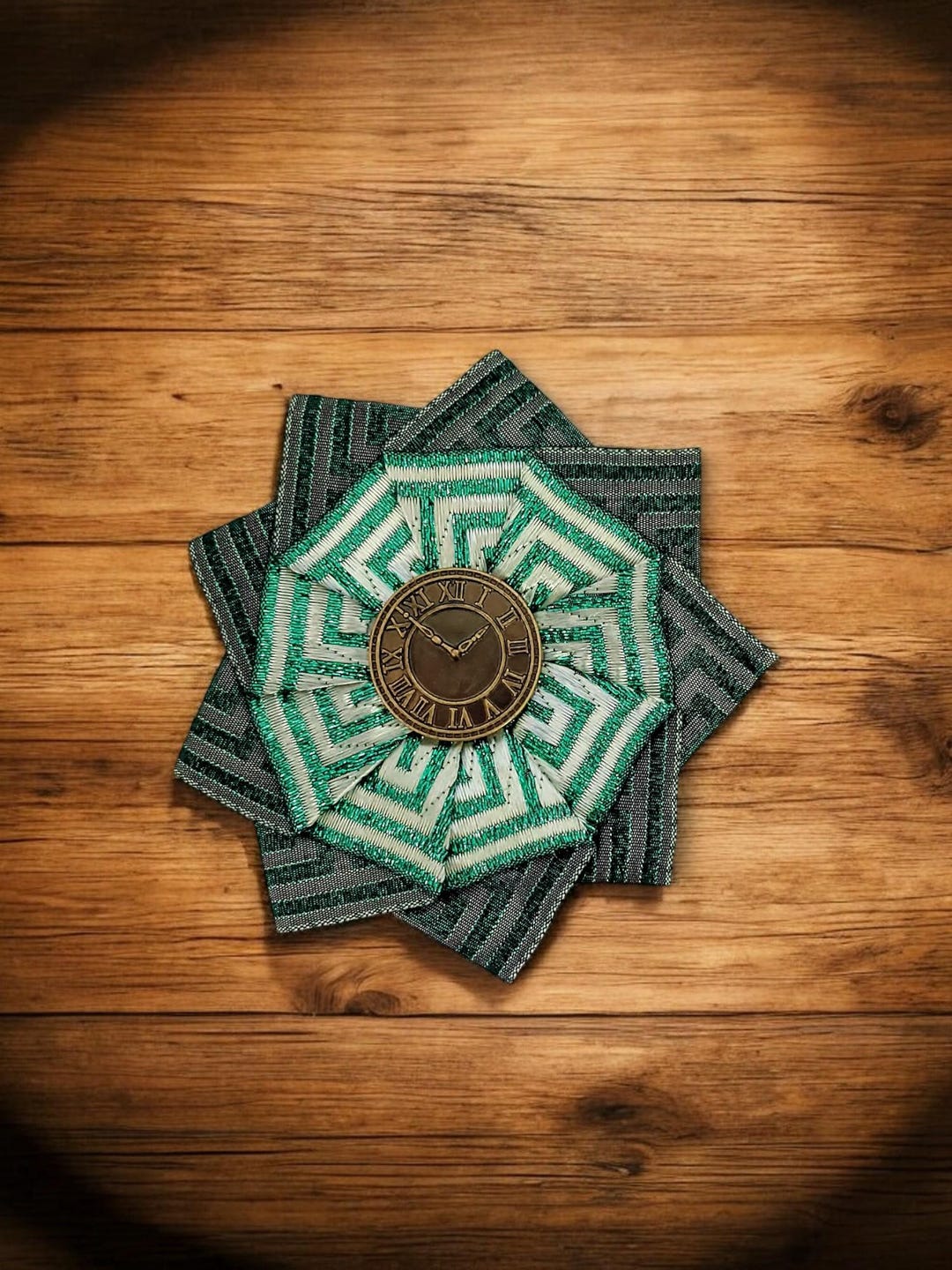 Green & Silver Cockade Hat Pin Medium 4 Colonial Tricorne Renaissance ...