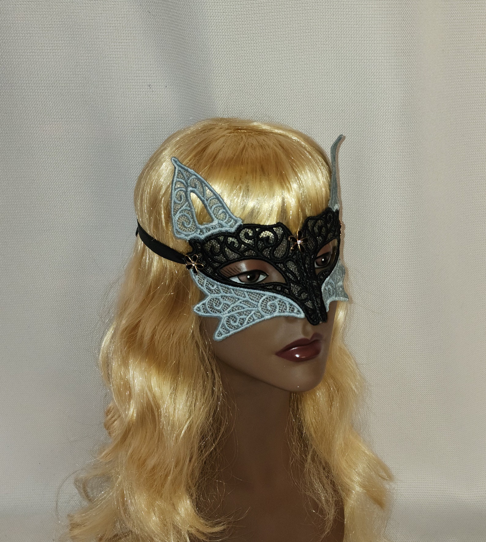 Black & Grey Fox Mask Kitsune Rave Mask Fox Masquerade Mask - Etsy