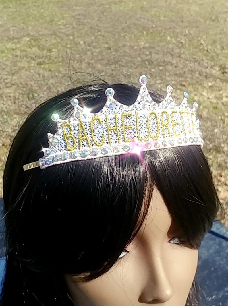Custom Bachelorette Tiara Freestanding Lace Bachelorette Party Bridal ...