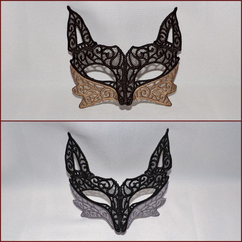 Custom Freestanding Lace Fox Mask Crystal Rhinestones Freestanding Lace ...