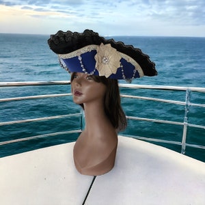 Blue Pirate Tricorn Hat, Versatile Cosplay Accessory for Women's ...