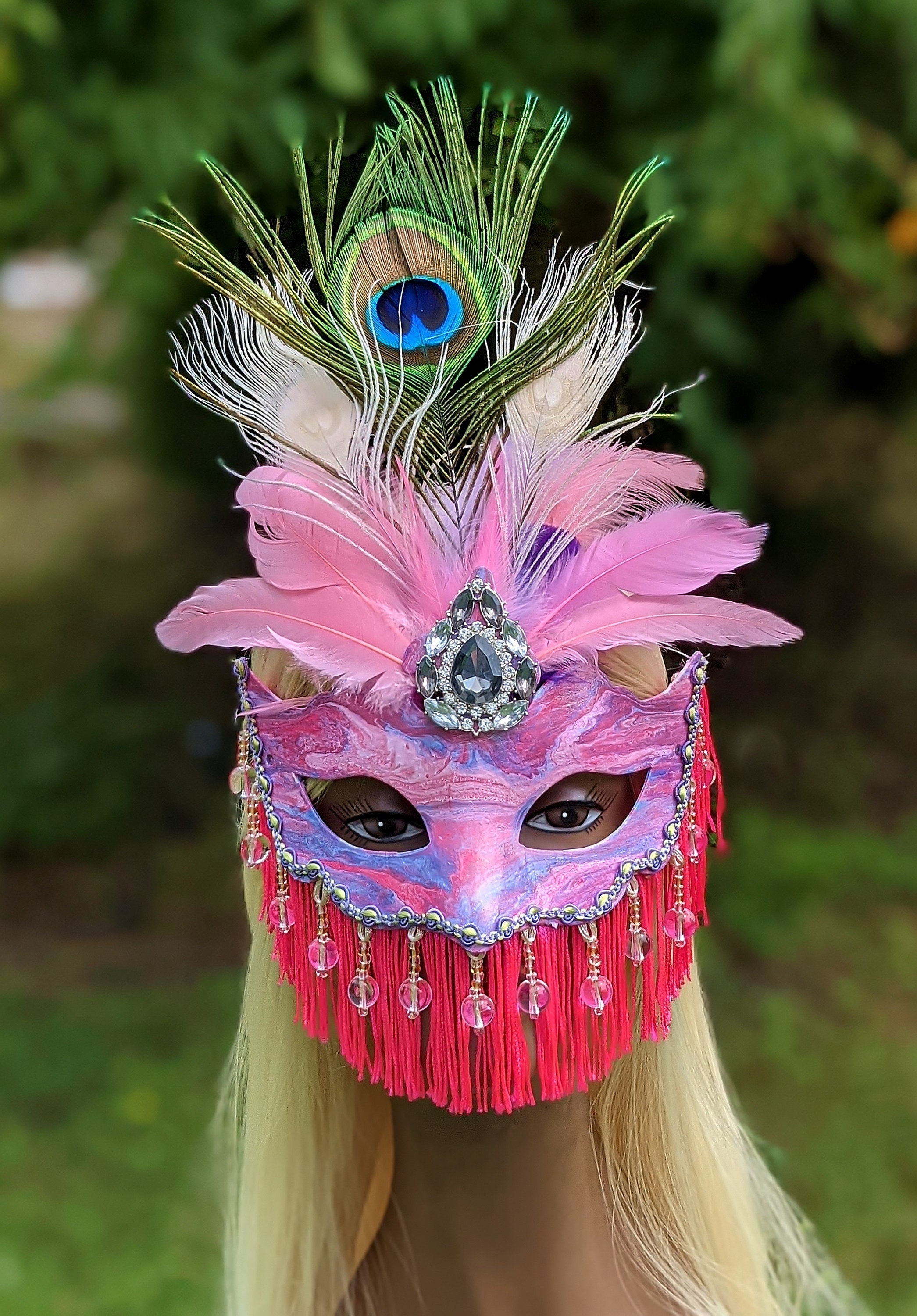 Pink Mardi Gras Mask, Costume Party, Halloween Mask, Venetian Party ...