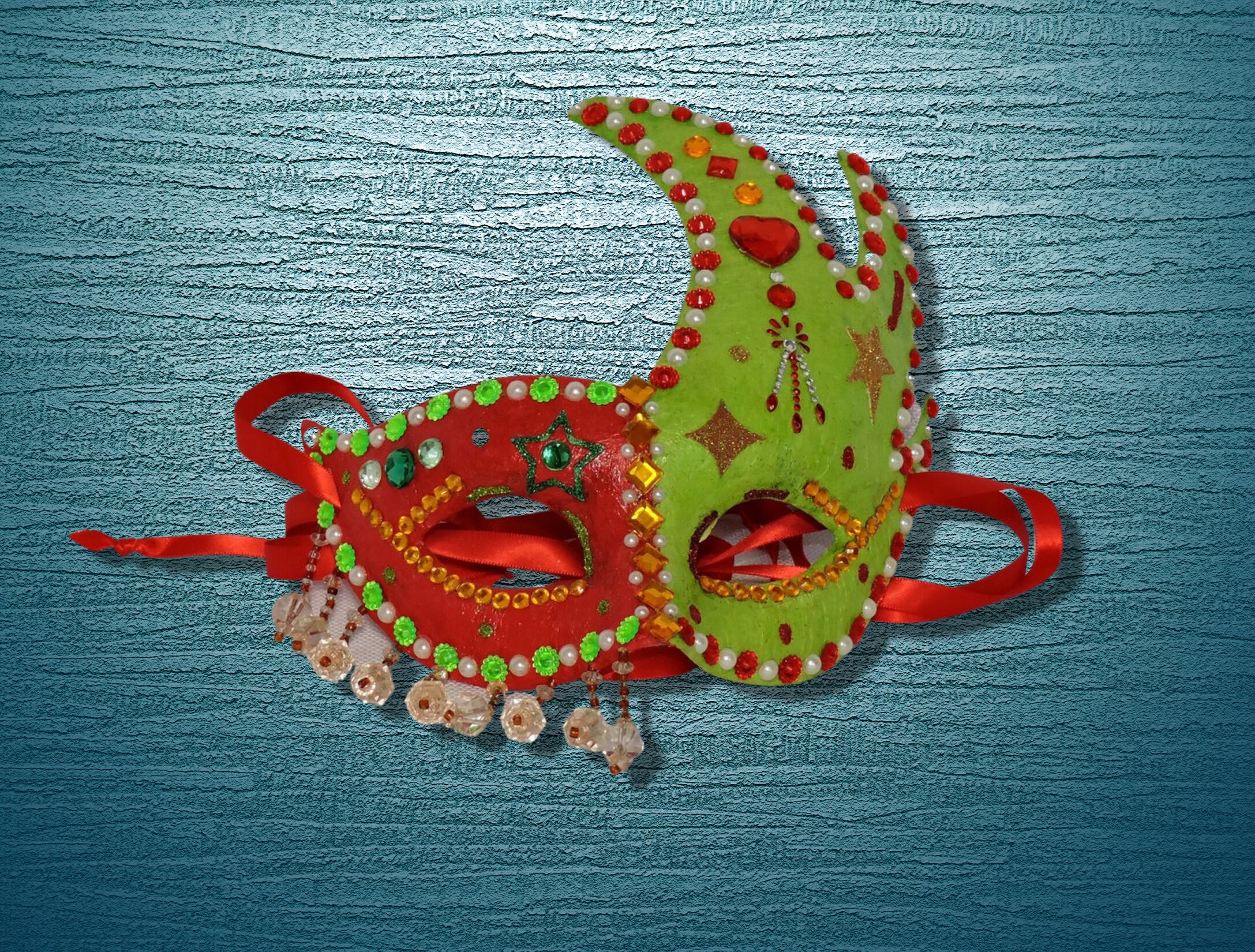 Beaded Masquerade Mask Mardi Gras Ball Costume Mask Venetian Party Mask ...