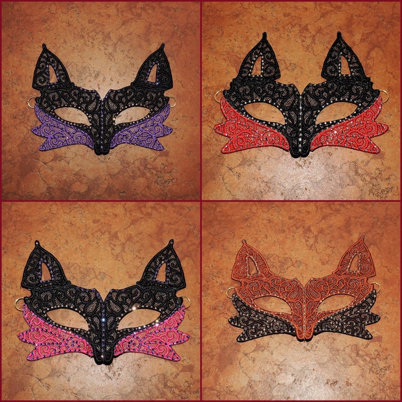 Custom Freestanding Lace Fox Mask Crystal Rhinestones - Etsy