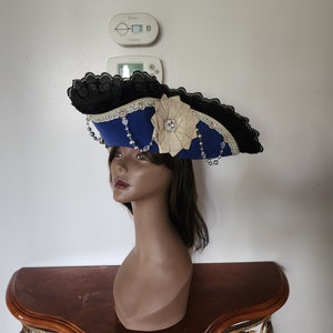 Blue Pirate Tricorn Hat, Versatile Cosplay Accessory for Women's ...