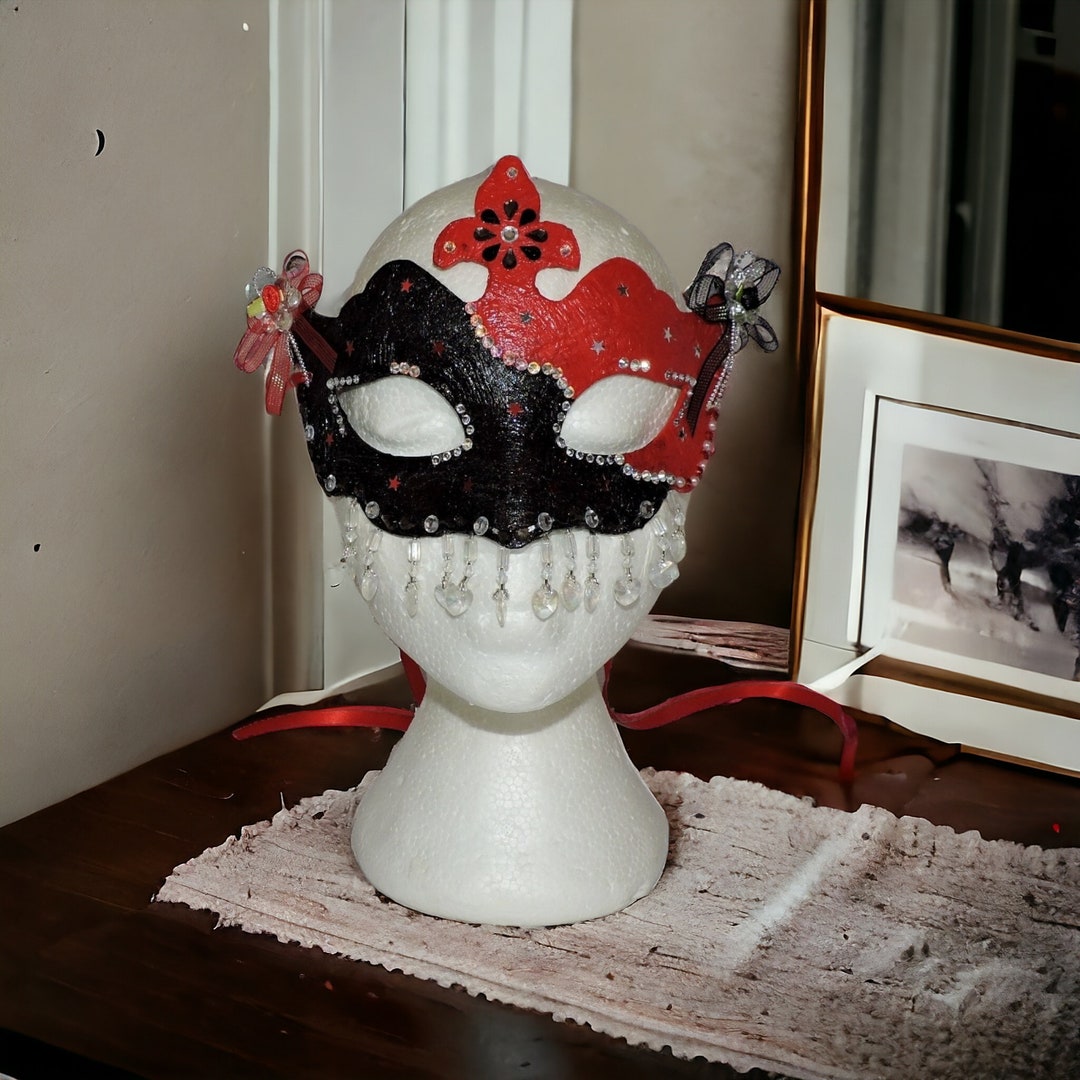 Beaded Masquerade Mask Mardi Gras Ball Costume Mask Venetian Party Mask ...