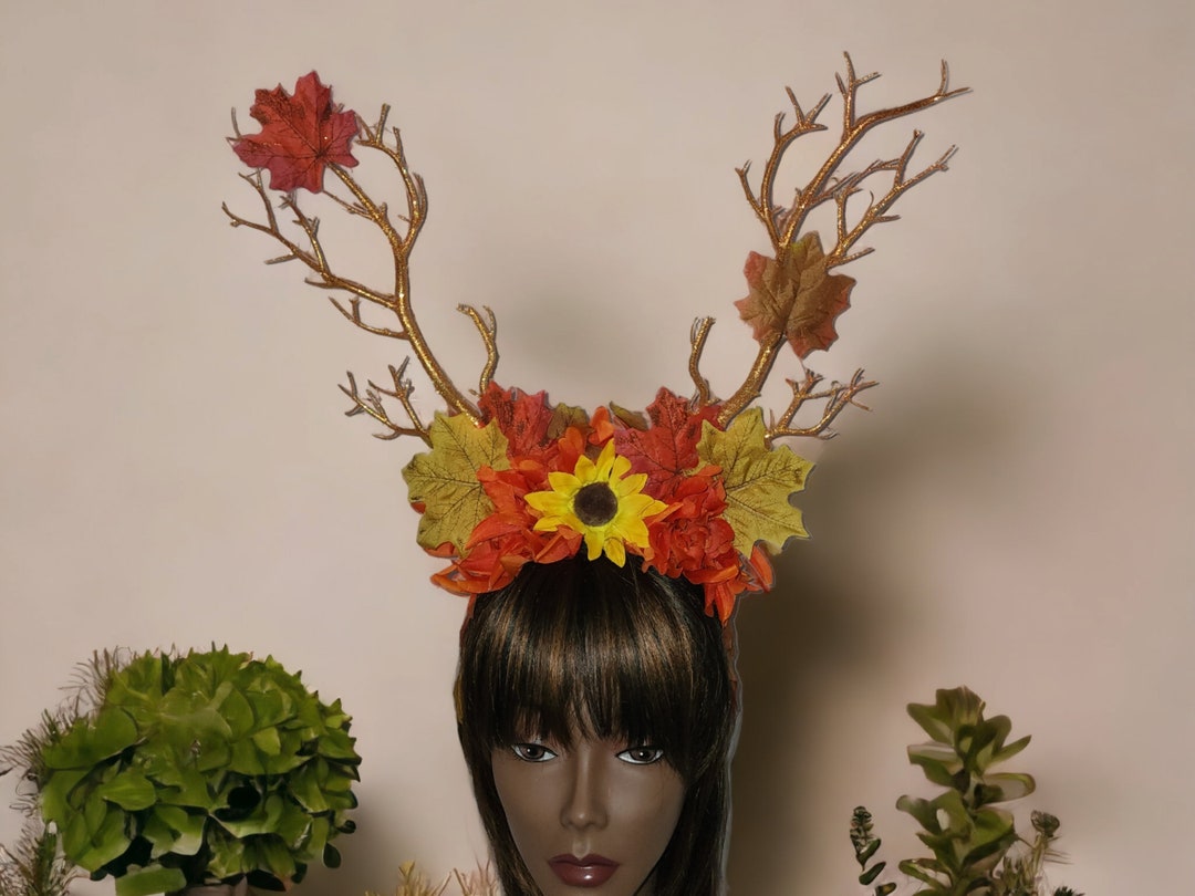 Forest Fairy Deer Antlers Druid Artemis Headdress Autumn Mabon Dryad ...
