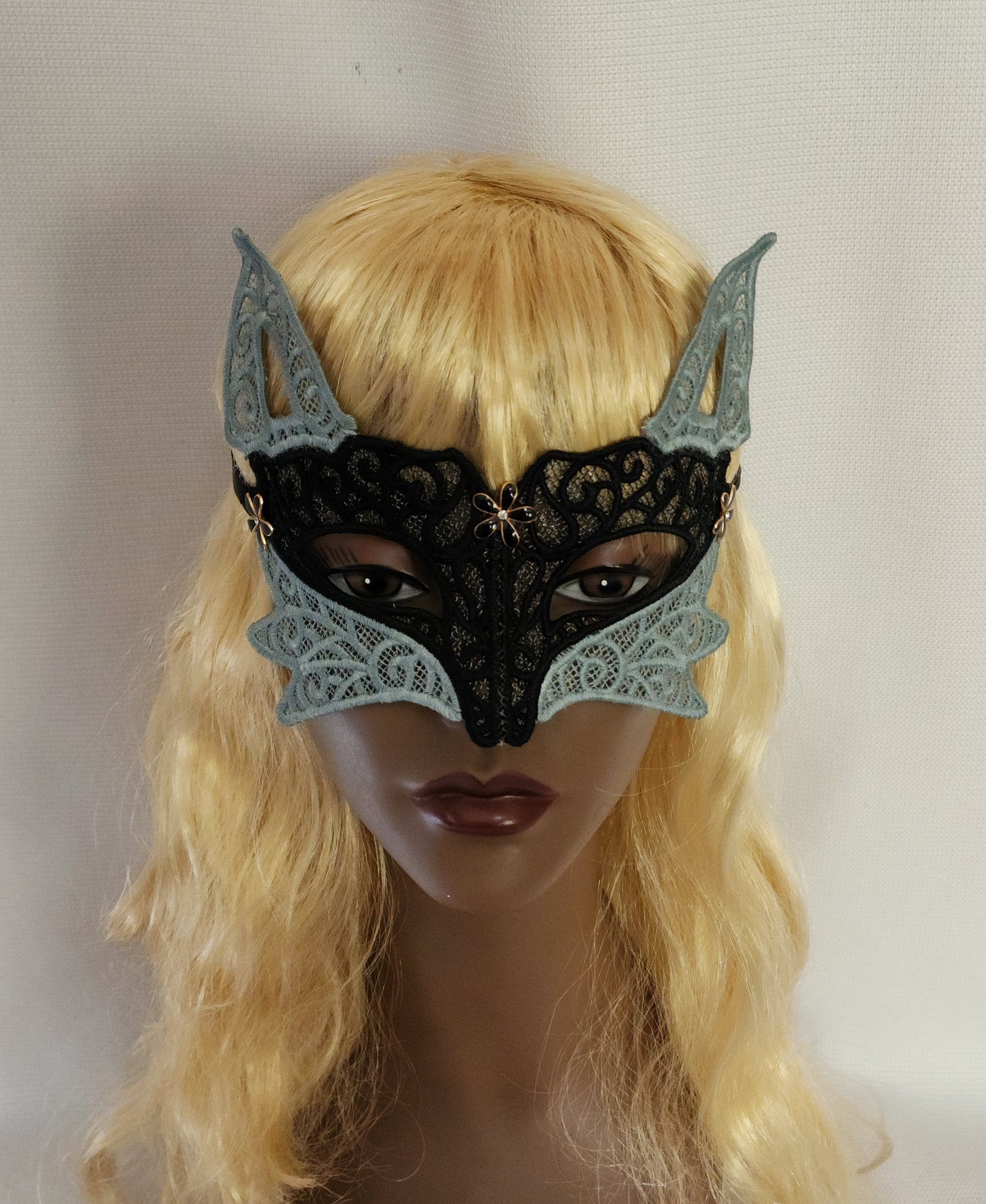Black & Grey Fox Mask Kitsune Rave Mask Fox Masquerade Mask - Etsy