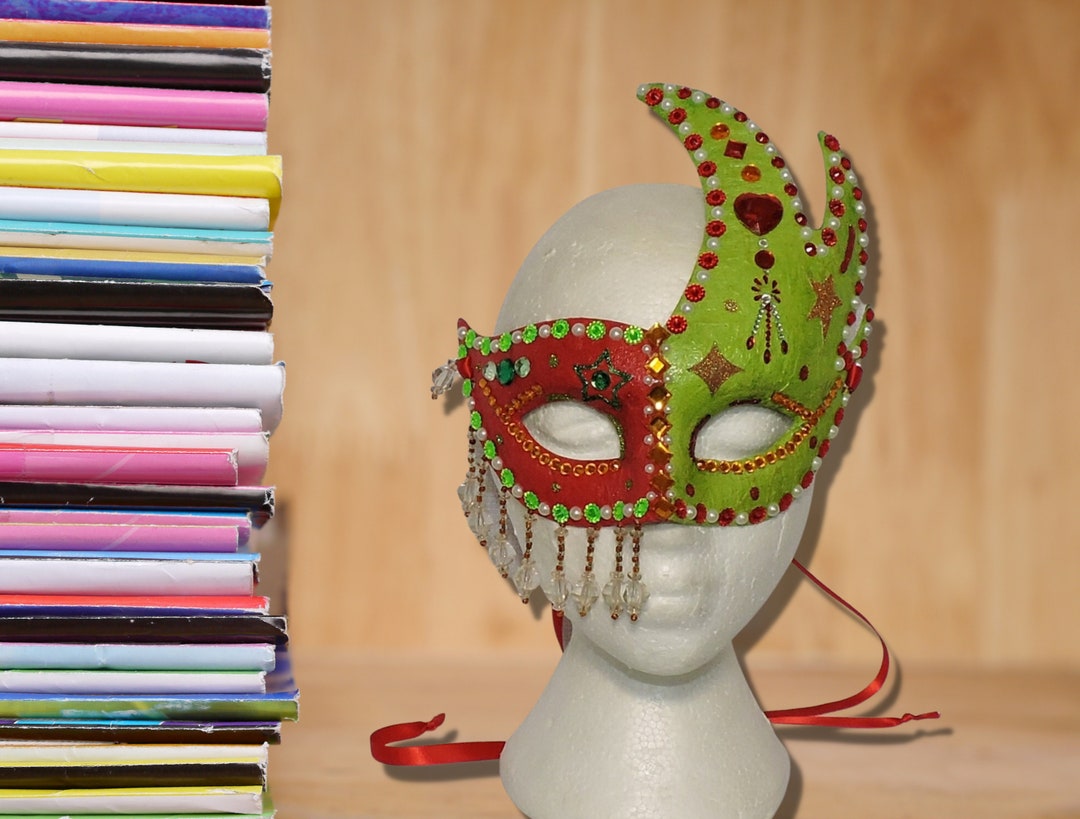 Beaded Masquerade Mask Mardi Gras Ball Costume Mask Venetian Party Mask ...