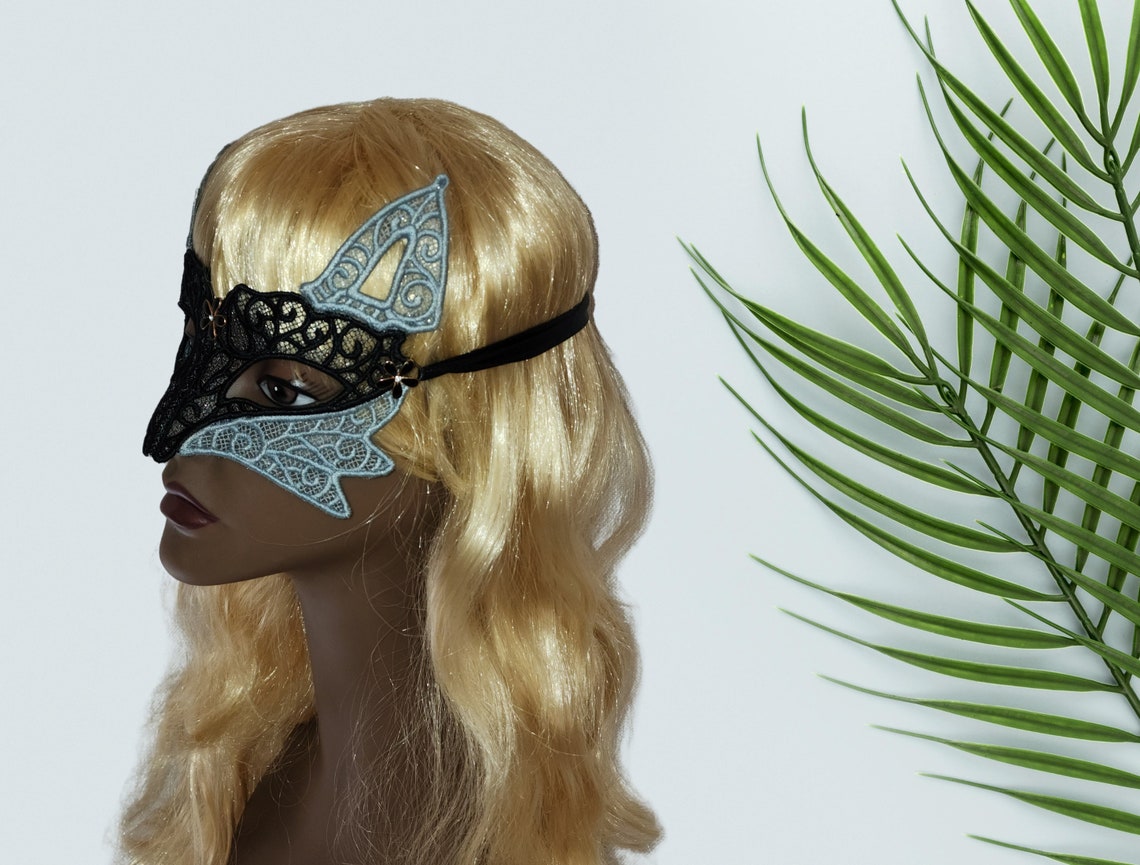 Black & Grey Fox Mask Kitsune Rave Mask Fox Masquerade Mask - Etsy