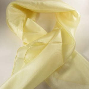 Pale Yellow Large Mulberry Silk Square Scarf, 29 Inch Vintage Soft All ...