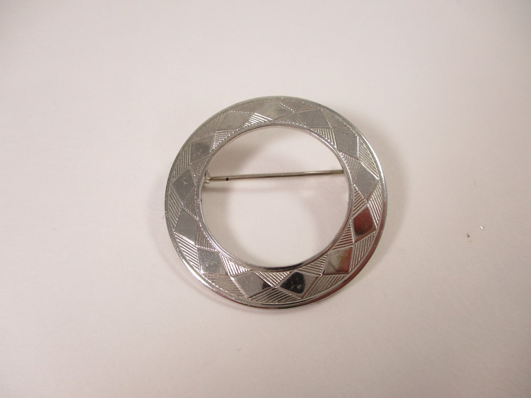 Vintage Silver Round Brooch Pattern Minimalist 1980's - Etsy