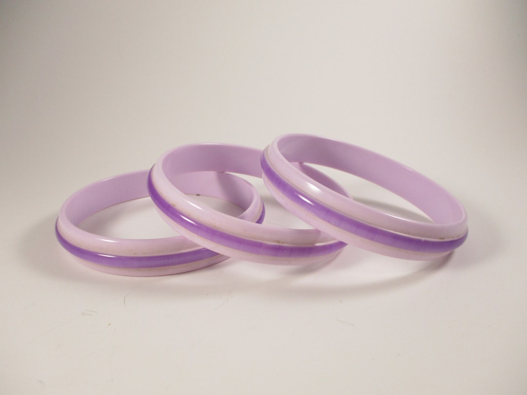Set of 3 Lilac Purple Bangles ,fun Fashion Plastic 80s , Vintage Mod ...