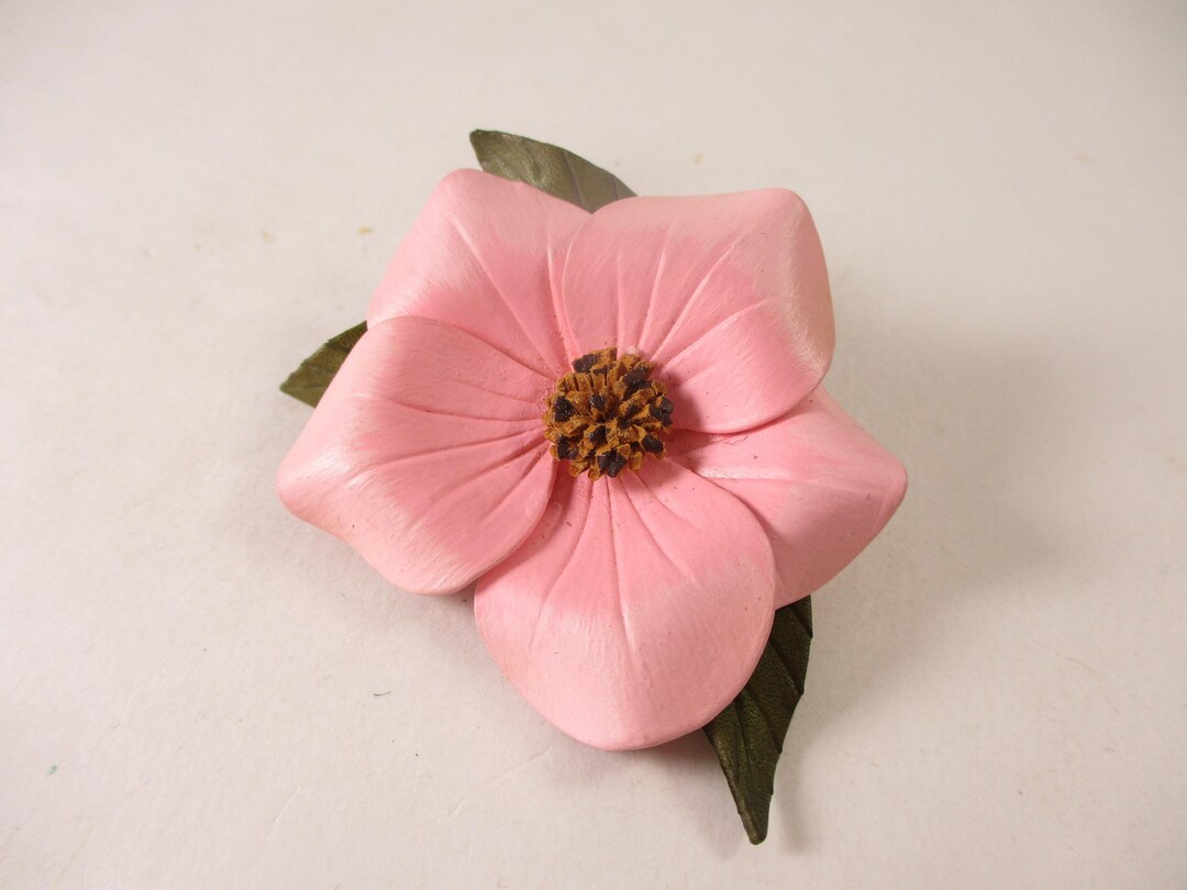 Pink Leather Flower Pin, Wild Rose Summer Brooch Jewelry, Alberta ...