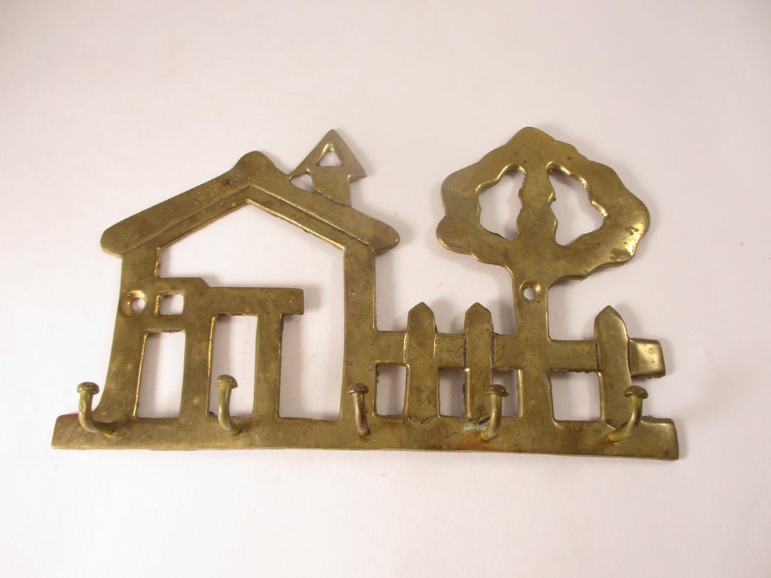Vintage Brass House, Key Holder, Jewelry Hanger Wall Decor Gold House ...