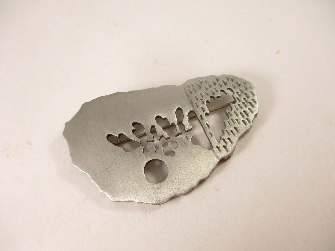 Oval Pewter Michael Chartier Brooch, Abstract First Nations Art Pin ...