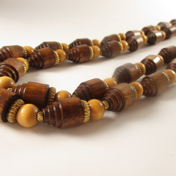Wood Beaded Necklace - Etsy