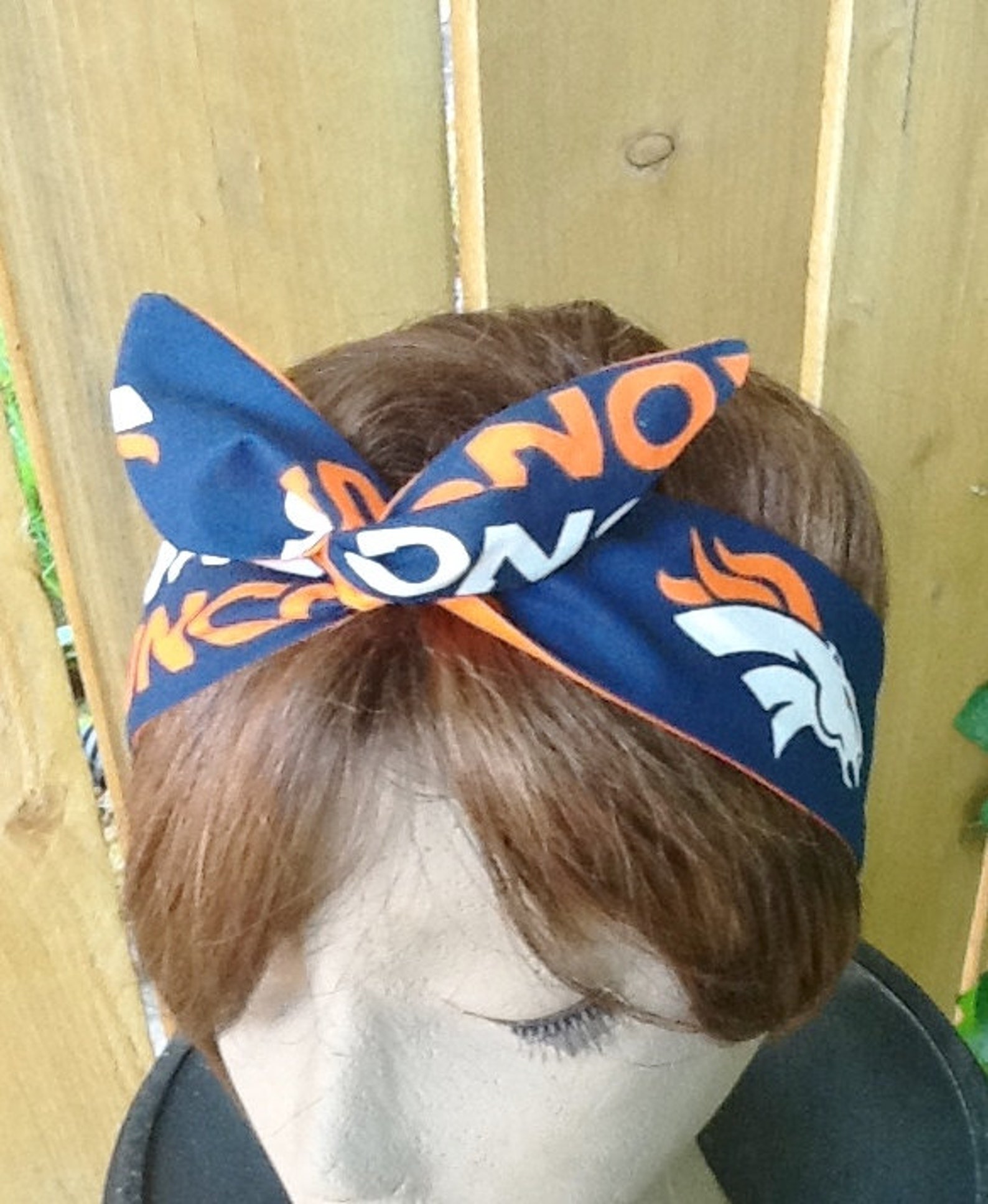 Denver Broncos Rockabilly Broncos Scarf Bandana Wired Dolly Bow Wire ...