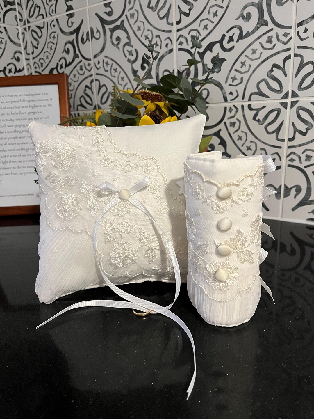 Wedding Bouquet Wrap and Ring Bearer Pillow: Repurposed Dress Keepsake ...