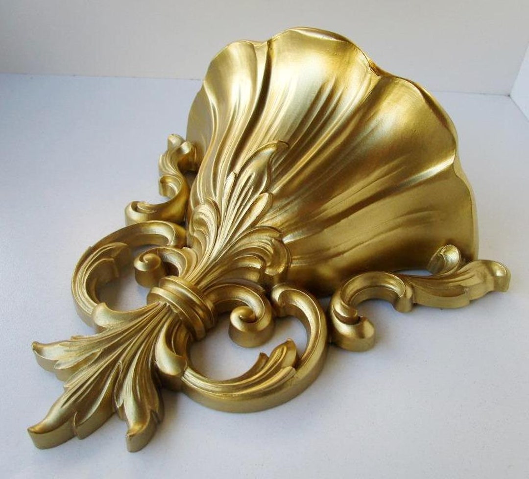 Syroco Vintage Brushed Gold Wall Sconce - 1962 - Etsy