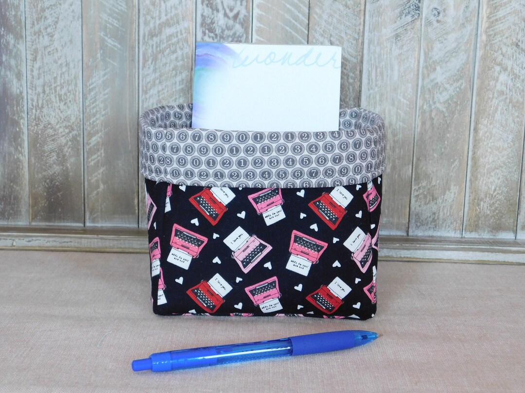 Fabric Basket Made With Typewriter and Typewriter Key Fabrics - Etsy