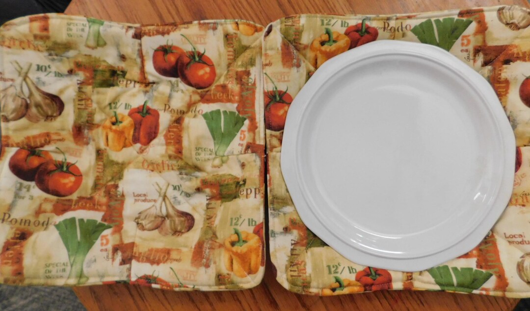 1 Microwave Plate Cozy Made With Vegetable Print Fabric - Etsy
