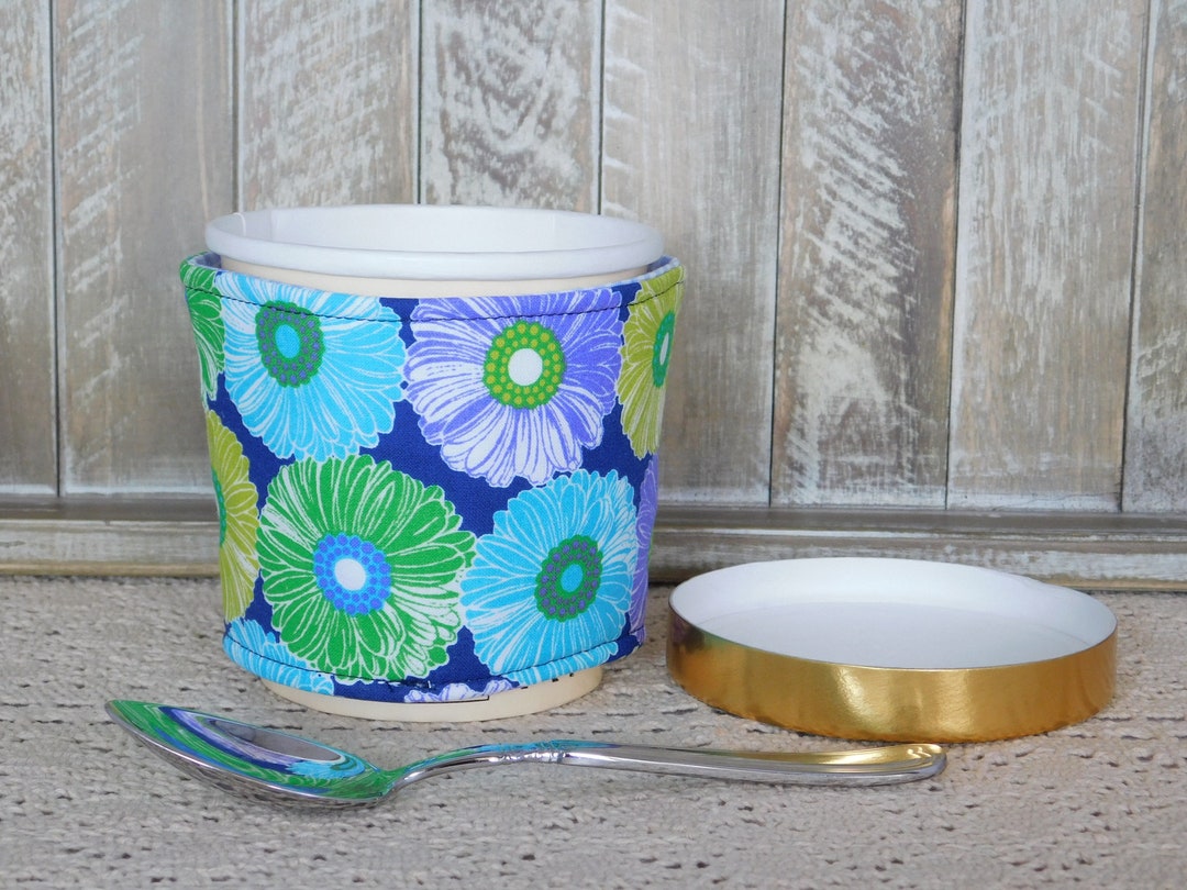 Pint Ice Cream Cozy Made With Bright Floral Print Fabric - Etsy