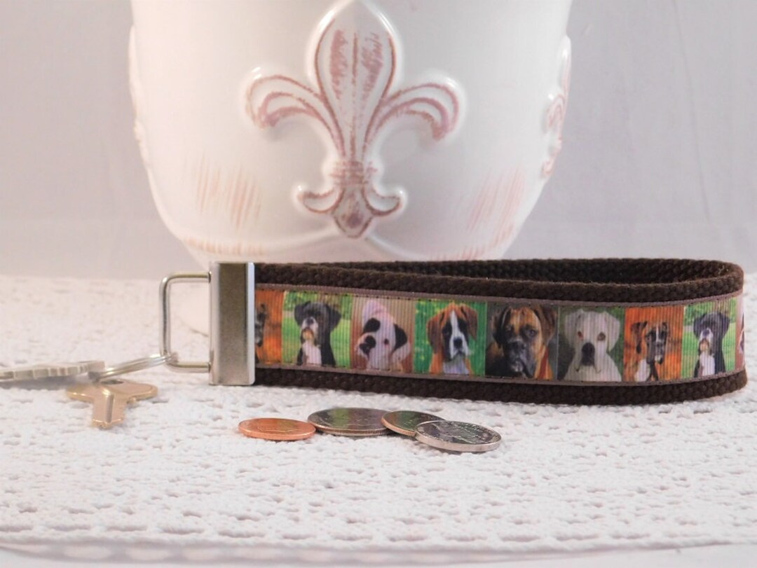 Keychain Wristlet Made With Boxer Dog Inspired Ribbon Great for ...