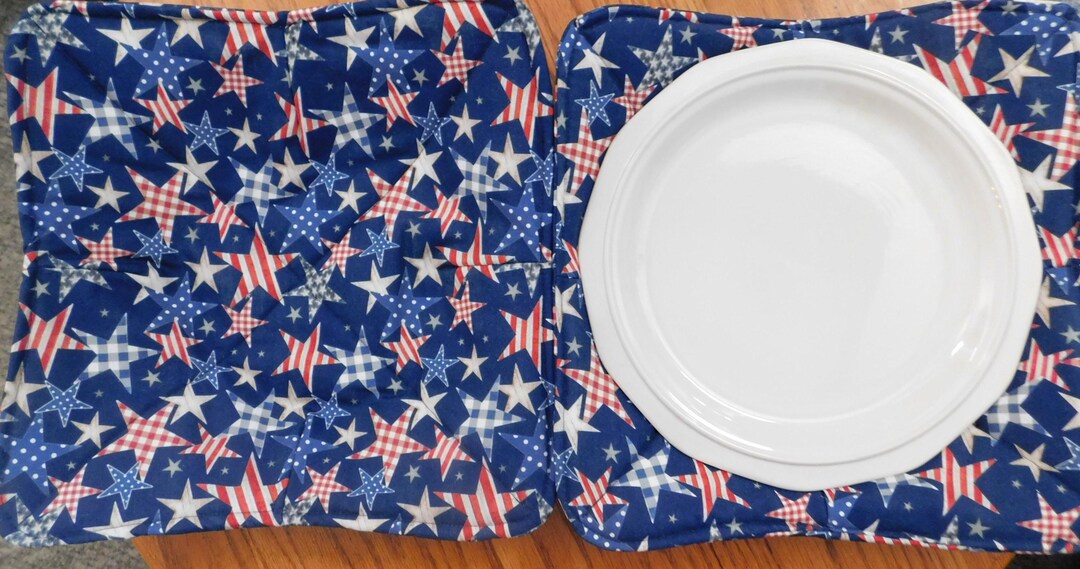 1 Microwave Plate Cozy Made With Navy Patriotic Fabric - Etsy