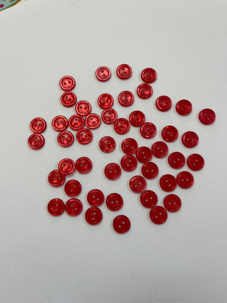 Buttons Red Round 1/2 Inch Two Hole - Etsy