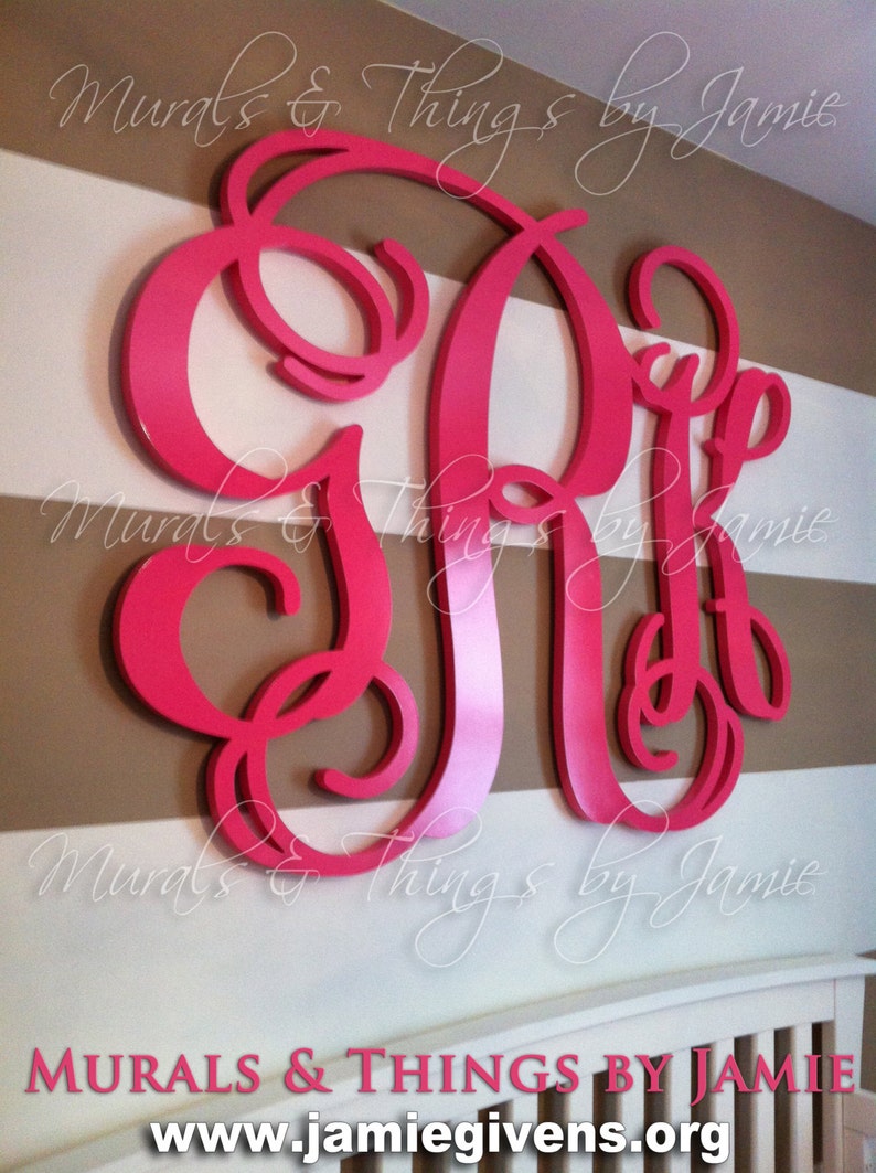 Up to 48 Large Wood Monogram 3/4 depth PAINTED | Etsy