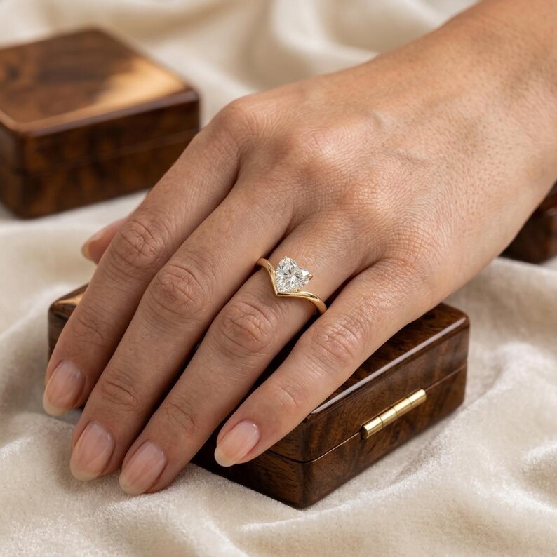 Engagement Heard Ring for Her 925 Sterling Silver, Statement Minimalist ...