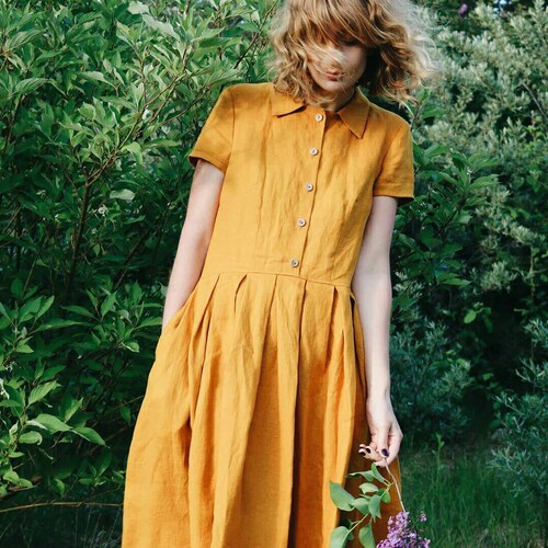 Linen Apron Dress / Handmade by OFFON Clothing | Etsy