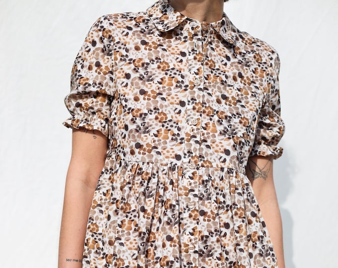 Flowy Abstract Print Silky Cotton Summer Dress WILDERNESS • OFFON ...