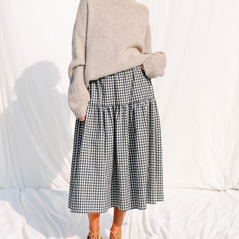 Red Gingham Ruffle Skirt - Etsy