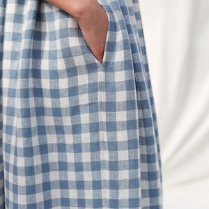 Linen Light Blue Checks Sleeveless Smock Dress • OFFON CLOTHING - Etsy