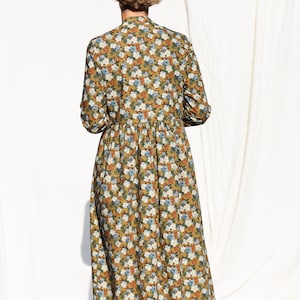 Floral Piccadilly Poplin Grandad Collar Button Through Shirtdress CORA ...