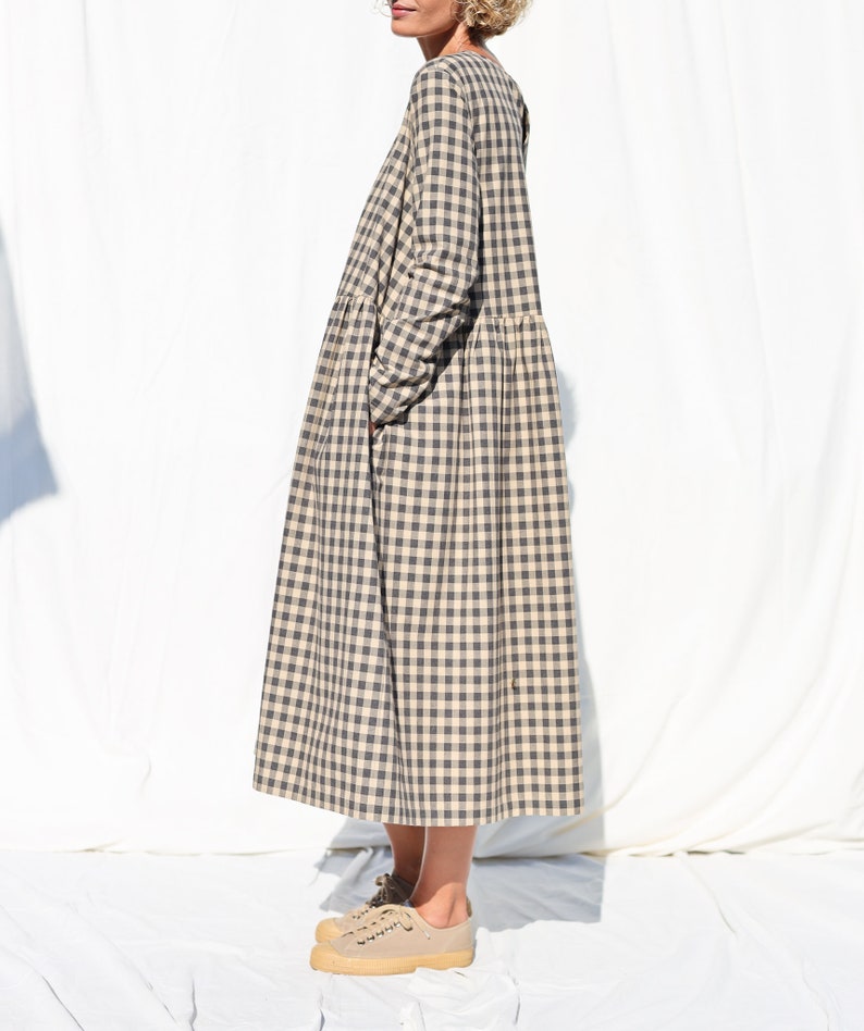 Long Sleeve Loose Fit Smock Dress in Organic Cotton MILANA / - Etsy