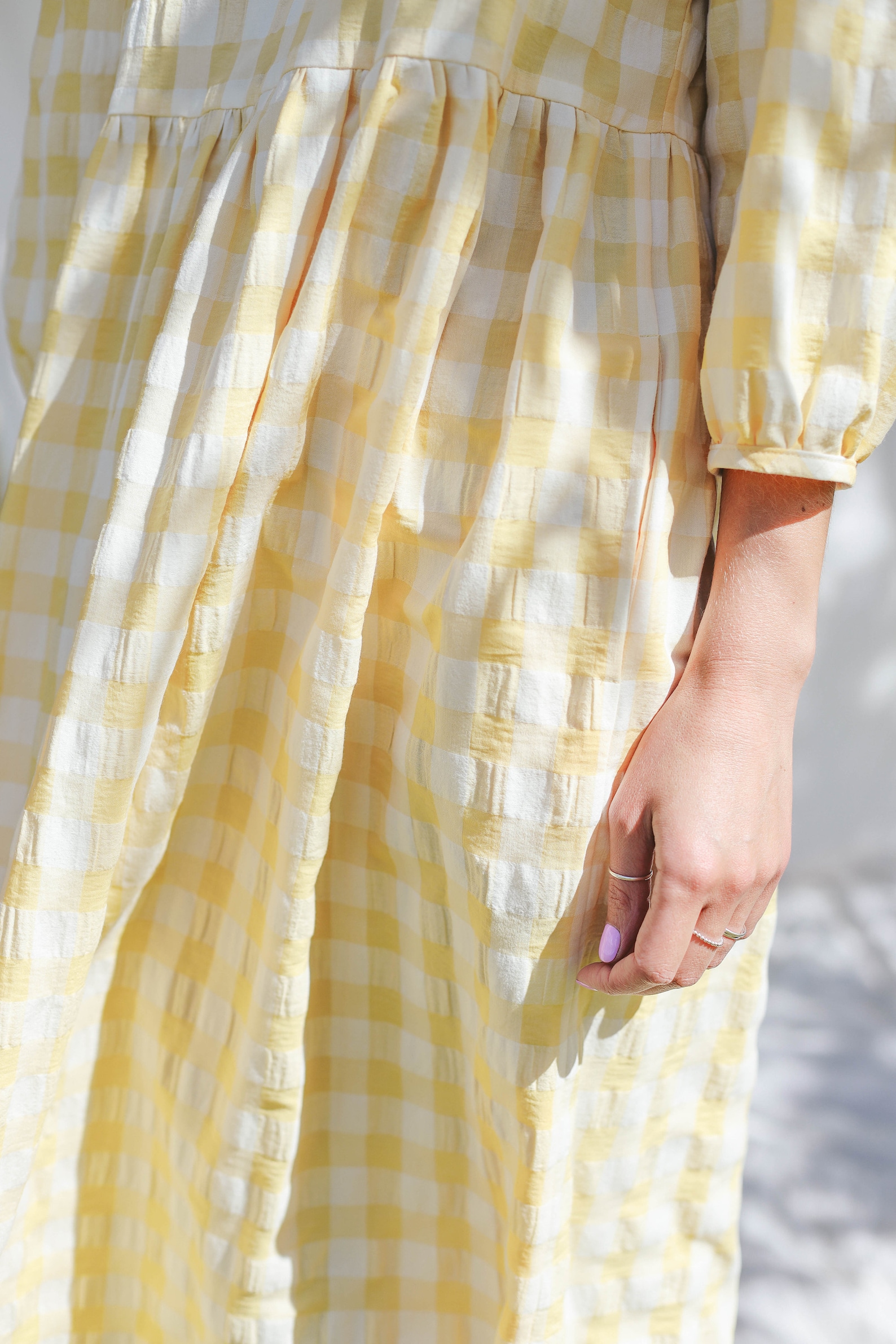 Yellow Seersucker Checks Dress PERLA • OFFON CLOTHING - Etsy