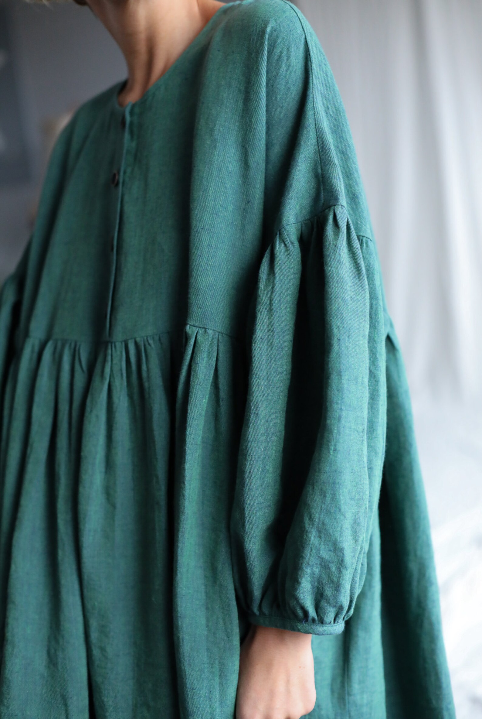 Oversized Voluminous Sleeves Linen Dress GRETA • OFFON CLOTHING - Etsy