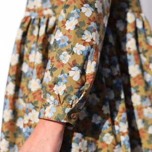 Floral Piccadilly Poplin Grandad Collar Button Through Shirtdress CORA ...