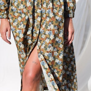 Floral Piccadilly Poplin Grandad Collar Button Through Shirtdress CORA ...