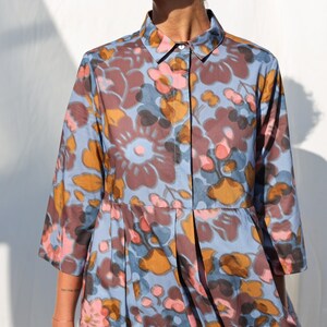 Loose Fit Blurry Flower Print Shirt Dress OFFON CLOTHING - Etsy