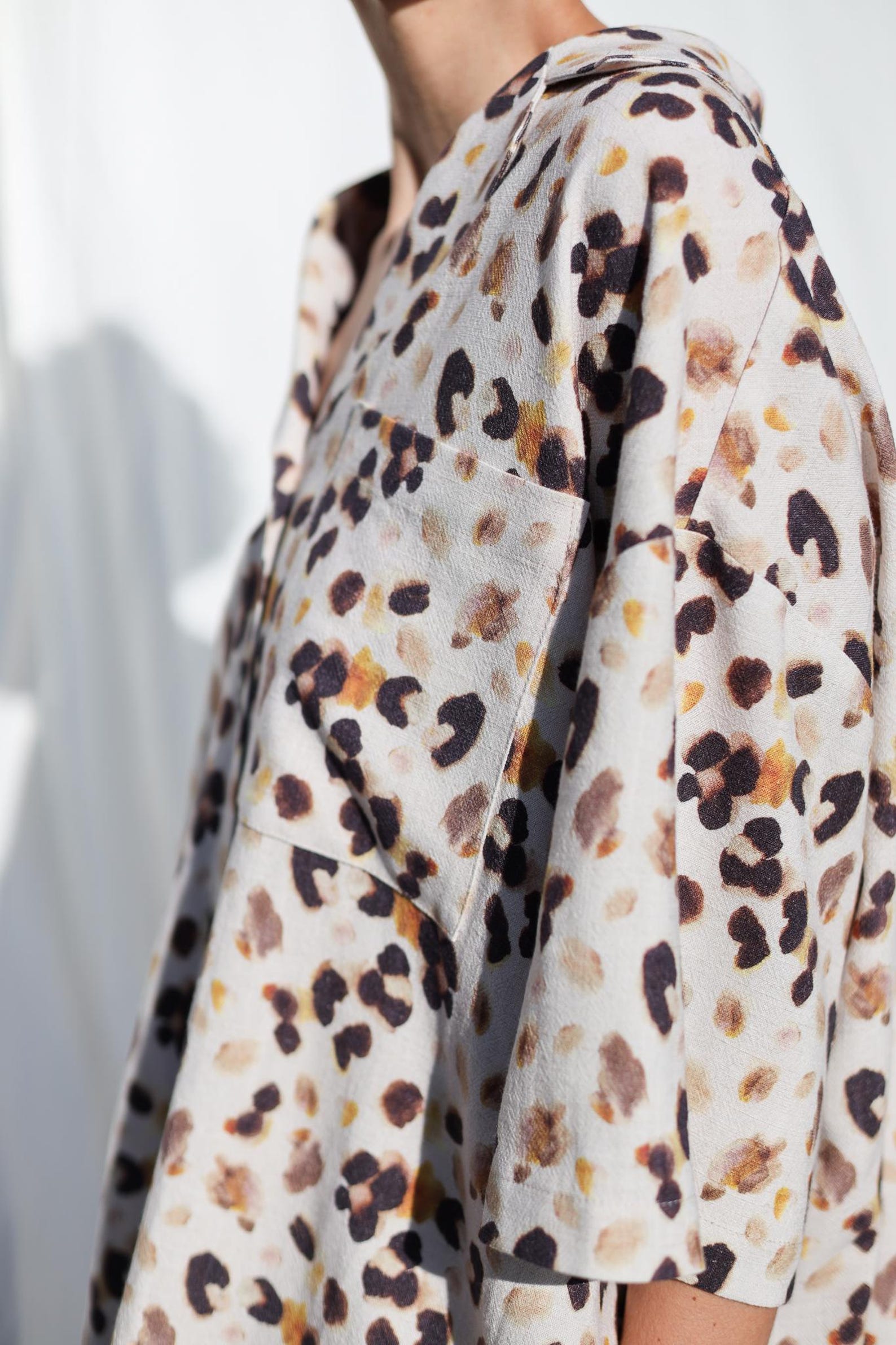 Oversize Animal Print Viscose Linen Blend Oversized Shirt LYKKE • OFFON ...