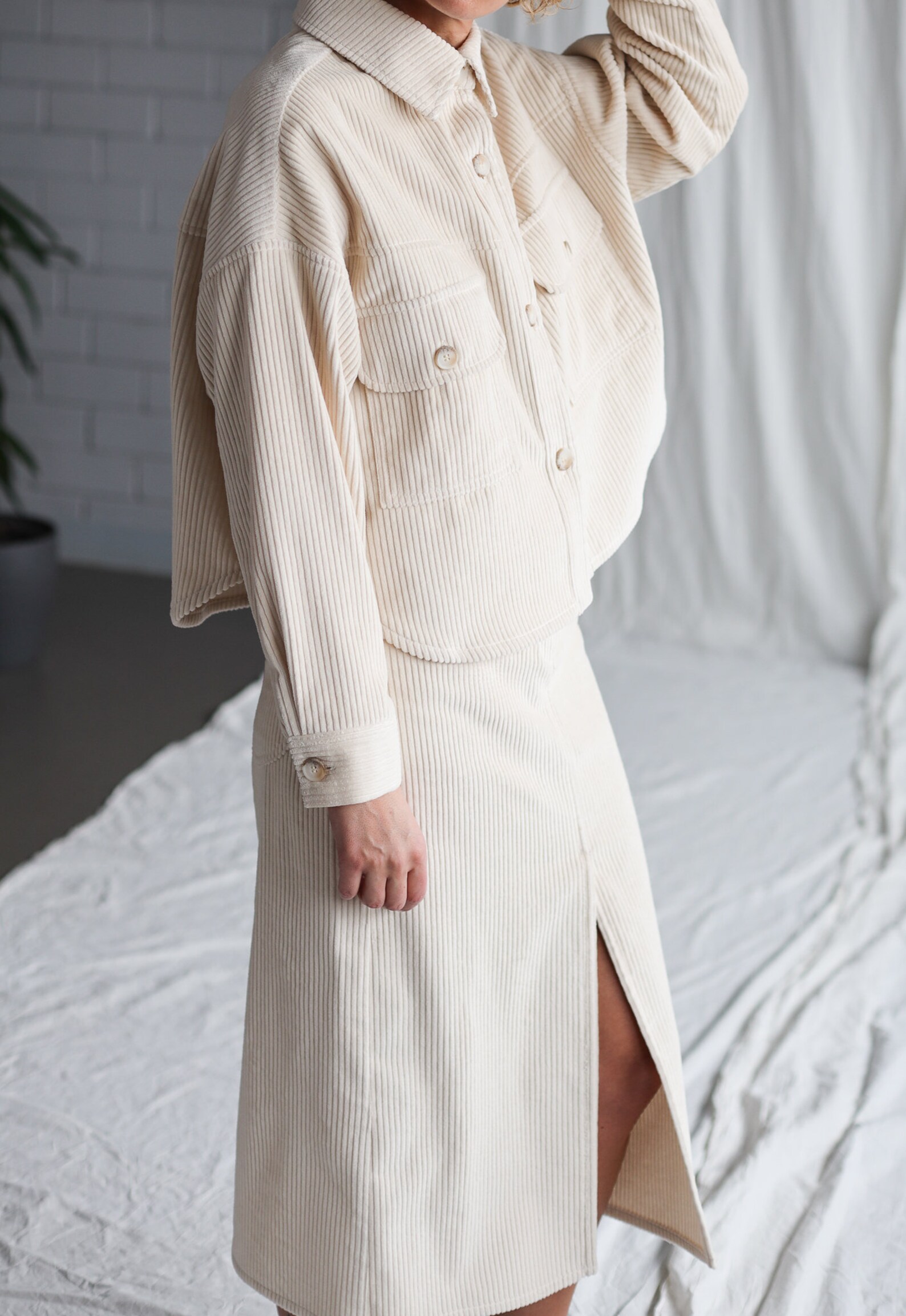 Wide Cord Oversized Jacket in Ivory Color • OFFON Clothing - Etsy