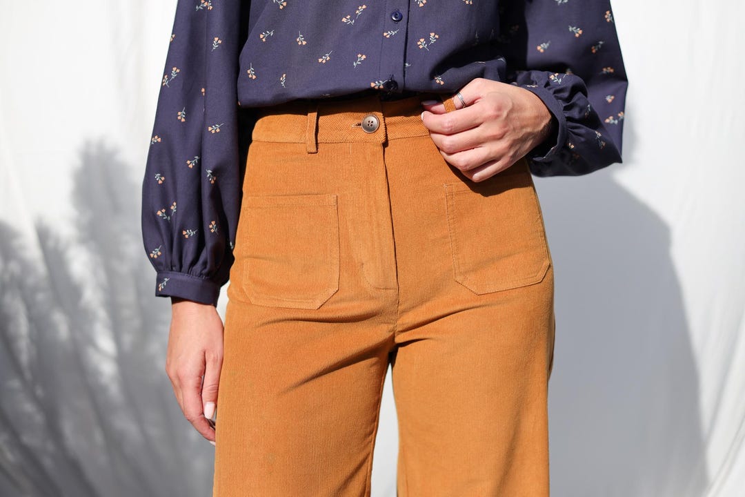 Needlecord Wide Cropped Legs Vintage Cut Pants • OFFON Clothing - Etsy